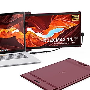 New Mobile Pixels 2022 Duex Max Portable Monitor, 14.1" FHD 1080P IPS Monitor, USB A/USB C Plug and Play Auto Rotated Laptop Monitor, Windows/Mac/Android/Switch Compatible (Rio Rouge) (Renewed)