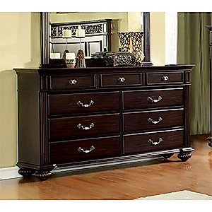 Furniture of America Damos Solid Wood 9-Drawer Dresser in Dark Walnut