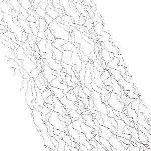 Pandahall 20 Yards Spider Web Lace Net 3 Inches Silver Mesh Ribbon Roll Big Hole Tulle for DIY Craft Flower Gift Packaging Skirt Making Door Curtain Background