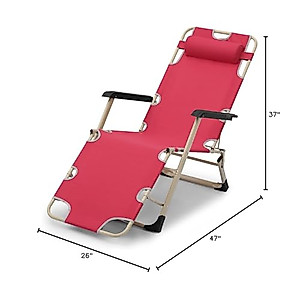 Foldable Zero-Gravity Chair Beach Lounge Chair Patio Reclining Chaise Red