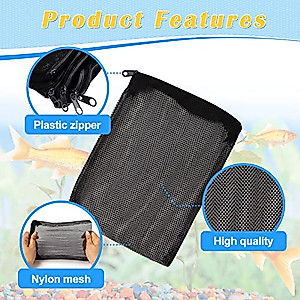 Yzzsjc 20pcs Aquarium Filter Media Bags High Flow Fish Tank Mesh Filter Bags 8x6inch Coarse Mesh Bags Reusable Filter Bags with Plastic Zipper for Biospheres,Ceramic Rings(Black)