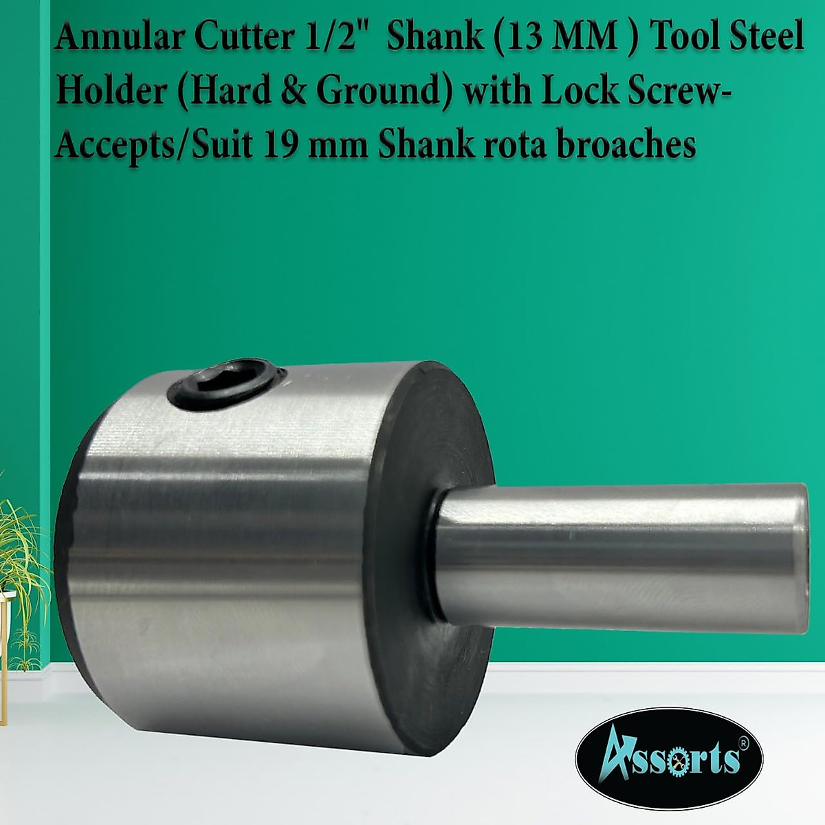 Annular Cutter 1/2" Shank Tool Steel Holder (Hard & Ground) with Lock Screw- Accepts/Suit 19 mm Shank rota broaches