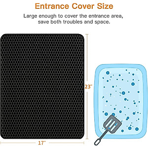 Conlun Cat Litter Mat Cat Litter Trapping Mat, Honeycomb Double Layer Design, Urine and Water Proof Material, Scatter Control, Less Waste，Easier to Clean,Washable