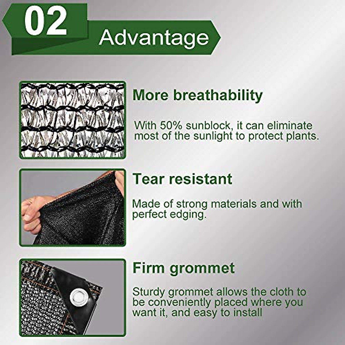 vensovo 50% Sunblock Shade Cloth Net Black Resistant - 8x12 Ft Garden Shade Mesh Tarp for Plant Cover, Greenhouse, Chicken Coop, Tomatoes, Plants