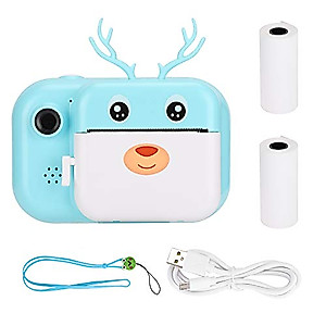 Agatige Print Camera for Kids, Children's Digital Zero Ink Video Camera Portable Thermal 1080P Twin Lens with 2.4in Screen 16G Toys Instant Camera Gift for 3-12 Years Old Kids(Blue)