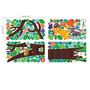 DECOWALL DA-1312N Large Tree with Animal Friends Kids Wall Decals Wall Stickers Peel and Stick Removable Wall Stickers for Kids Nursery Bedroom Living Room