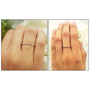 Dazzlingrock Collection Alternate Round Ruby & White Diamond Wedding Stackable Band for Women in 14K Rose Gold, Size 5.5