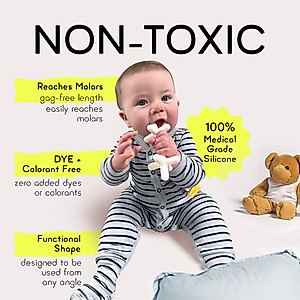 Moonlight Silicone Teethers for Babies, Baby Teether for Infants, Toddlers, Newborns, Dishwasher and Freezer-Safe Teething Toy, White - Moonjax