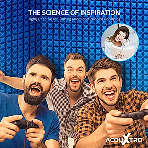 Acoustic Foam Panels with Self Adhesive 24pcs, 12"x12" x2" Soundproof Sound Insulation Absorbing Foam Panels, Studio Wedge Tiles Padding for Music Gameroom Bedroom, Acoustical Wall Panels