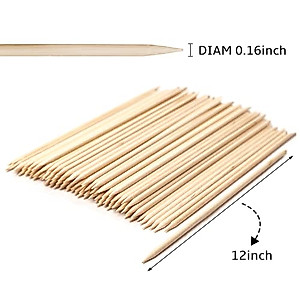 WISYOK 6" Bamboo Skewers, Bamboo Sticks, Wood Skewers for Kabob, BBQ, Marshmallow, Hot dogs, Smores, Appetiser, Chocolate Fountain, Φ=4mm (200 PCS)