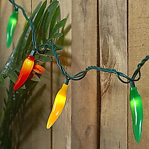 Pallerina Multi-Colored Chili Pepper String Lights, 13.6FT Hot Chili Pepper Lights with 35 Christmas Warm White Chili Pepper Bulbs(2 Spare) UL Listed for Outdoor Indoor Kitchen Garden Patio Decoration