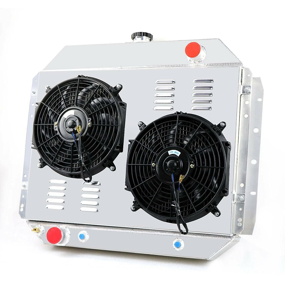 Cubauto 4 Row Core Radiator for 1966-1979 Ford F100 F150 F250 F350 Pickup Truck Brocon 1967 1967 1969 1970 1971 1972 1973 1974 1975 1976 1977 1978 All Aluminum Downflow Radiator+2X12" Fan W/Shroud