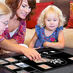 EDGFRTOIO Card Playmat Stitched with Magic Zones, Game Mats Tabletop 24x14 inch for MTG/TCG Card Battles Commander Deck Gaming Desk Mat Duel Mat Card Gameplay Mats for Beginner (Black, Green, 2 Pack)