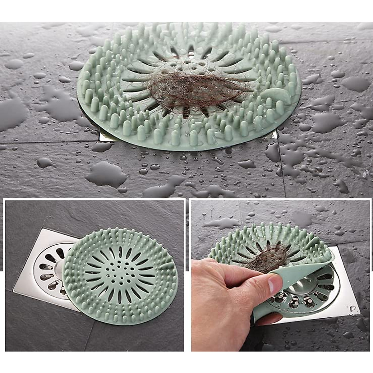 6 Pack Hair Catcher for Bathtub and Kitchen Shower Drains Hair Stopper Durable Silicone Easy to Install and Clean.