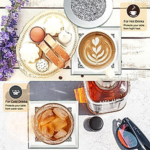 6 Sets Glass Mirrored Drink Coasters with Holder, DILIBRA Modern Bling Bling Crystal Cup Coasters for Dirnk, 4x4 Inches Crushed Diamond Glass Plates - Avoid Furniture Being Scratched and Soiled
