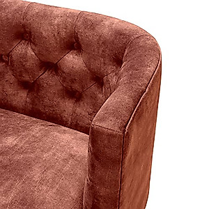 HULALA HOME Mid-Century Velvet Loveseat Sofa Upholstered Tufted Button, Love Seats 2 Seater Sofa Cushions Small Couch with Tapered Legs for Living Room, Bedroom and Apartment/RED