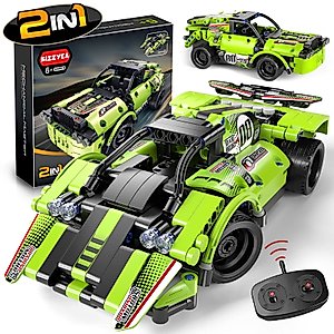 STEM Toy Building Toys Gifts for Age 6, 7, 8, 9, 10, 11, 12 Years Old Kids, Boys, Girls, 2-in-1 Remote Control Racing Car Racecar Building Block, 335 Pcs DIY Building Kit, Engineering Construction Toy