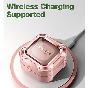 Dexnor Compatible with Samsung Galaxy Buds 2 Pro Case(2022)/Galaxy Buds 2 Case(2021)/ Galaxy Buds Live Case(2020)/ Galaxy Buds Pro Case(2021) Clear Hard PC & Silicone 360 Full Body Case- Pink