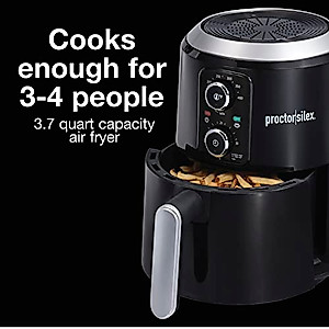 Proctor Silex 3.7 QT Air Fryer Oven with Temperature Control, 30 Min Timer, Non Stick Basket, 1350W, Black (35056)