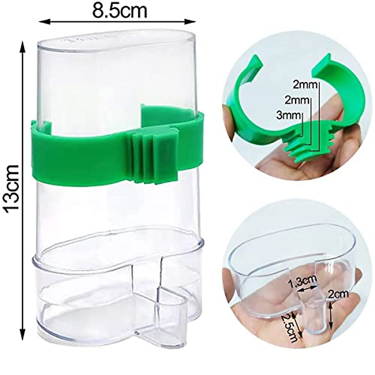 Fiayu 200ml Bird Feeder, Plastic Automatic Drinking Bowl Water Dispenser Feeding Cup Bird Feeder for Lovebirds Canaries Parrot Parakeet(2Pcs) (AMIKQ09WR6US*2)
