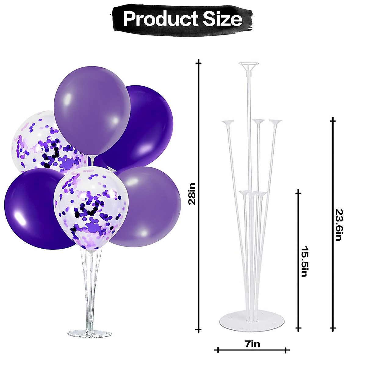 Nelbiirth Purple Balloon Stands Kit,Table Balloon Stand Holder Centerpieces - Perfect for Birthday/Retirement/2024 Graduation/Anniversary Party Occasions Decorations. - 2 Sets