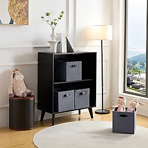 FABINADO Thickened Storage Cubes, 13x15 Inch Foldable Storage Cuby Bin with Dual Handles for Kallax, Slate Gray, 3 Pack