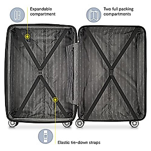 DELSEY Paris Margot Hardside Expandable Luggage with Spinner Wheels, Gold, Checked Large 28 Inch