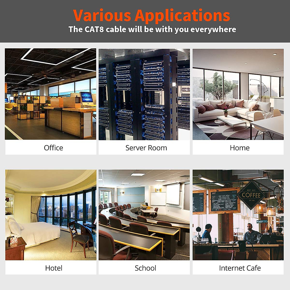 CAT 8 Ethernet Cable Shielded SFTP Internet Network Patch Cord, Heavy Duty High Speed LAN Cables w Gold Plated RJ45 Connector Professional for Router, Modem, Gaming, Xbox (5 Feet, 5 Pack Orange)