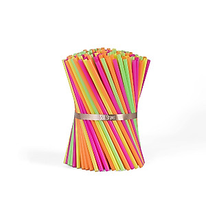 S & L Straw Company - Bulk Pack of Colored Plastic Drinking Straws - Disposable Kid Friendly, Colorful Party Fun Straws (Neon Mixed, 250)…
