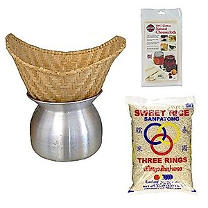Thai lao Sticky Rice steamer pot and Basket cook kitchen Cookware tool free sticky rice