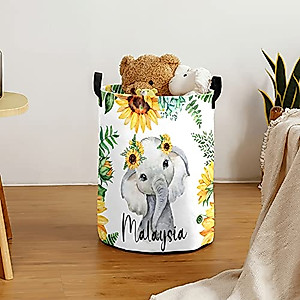Personalized Laundry Basket with Name Custom Baby Hamper Collapsible Organizer Storage Bedroom Decor for Girls Adults Women (09)