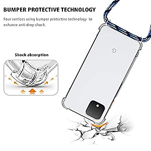YESPURE Crossbody Case for Google Pixel 4 XL,Phone Case for Google Pixel 4 XL,Crystal Clear Soft TPU Anti-Scratch Shockproof Case with Neck Cord Lanyard Strap - Blue Black