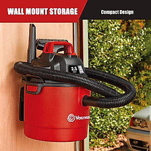 Vacmaster 2.5 Gallon Shop Vacuum Cleaner 2 Peak HP Power Suction Lightweight 3-in-1 Wet Dry Vacuum with Blower & Wall Mount Design for Cleaning Car, Boat, Pet Hair, Hard Floor