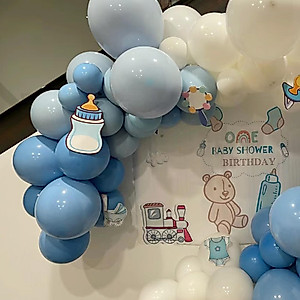 Dusty Blue Balloon Arch Garland, Double Stuffed Pastel Blue Balloons Different Sizes, 18 12 10 5 Inch Blue Balloons for Birthday,Baby Shower,Gender Reveal Party,Boho Decoration,Christening,Graduation