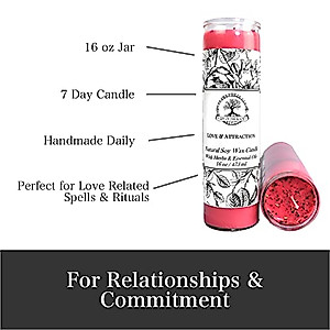 Love & Attraction 7 Day Soy Spell Candle by Art of the Root | Handmade, Natural Soy Wax | Metaphysical, Wiccan, Pagan, Conjure & Magick | Relationships, Marriage Proposals & Commitment Rituals