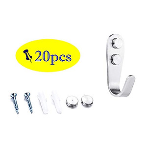 FGen 20pcs Stainless Steel Hooks Hanging Hooks Single Hooks Solid Hooks Family Hotel Bathroom Accessories Hook Hook