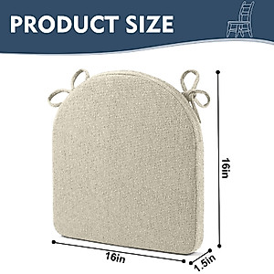 OYDAS Chair Cushions for Dining Chairs Memory Foam Non Slip Chair Pads Seat Cushions for Kitchen Chairs with Ties, Machine Washable Cover 1 Pack Beige