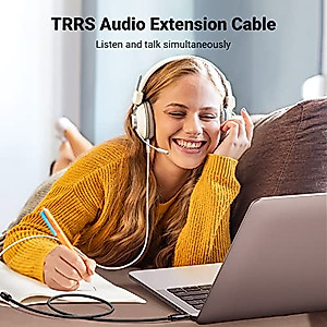 UGREEN Headphone Extension Cable 4 Pole TRRS 3.5mm Extension with Microphone Male to Female Stereo Audio Cable Gold Plated Nylon Braided Compatible with iPhone iPad Smartphones Media Players, 3FT