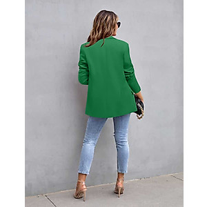 CRAZY GRID Womens Casual Blazer Long Sleeve Business Suit Jacket Open Front Button Work Office Blazer Jacket Fashion Dressy Ladies Blazer Green Size Large