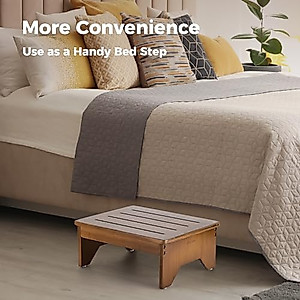 StrongTek Bamboo Step Stool, Wooden Step with Non-Slip Bottom for Safety, Lightweight and Sturdy Footstool for Kitchen, Bedroom, Living Room, Perfect for Adults, Kids, Seniors, and Toddlers (Walnut)