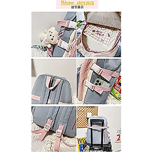 ZUCHON Kawaii Backpack with Cute Pendant & Pin,Large Capacity School Bags Aesthetic Backpacks for School Cute Bookbags (with Lunch Bag) Purple