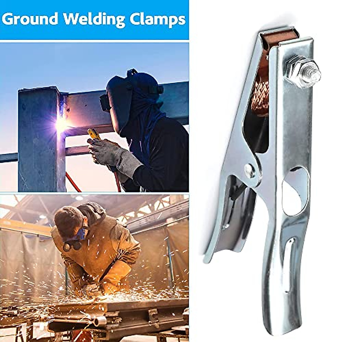 Utoolmart 300-Amp Welding Ground Clamp, Heavy Duty ARC Welding Ground Clamp, Welding Earth Clamp with Cable Copper Grip Clip, for ARC Welder and Cutter Machine 1 Pack