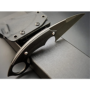 Ccanku C1118 Fixed Blade Knife,D2 Blade G10 Handle Claw Knife EDC Tool Knife for Outdoor Camping, Hiking, Fishing with kydex Sheath(Black) …