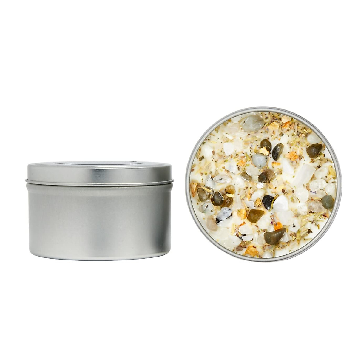 Full Moon® Candle by New Moon Beginnings - Purification & Cleansing Candle - Dried Flower, Herb, & Crystal Candles - Aromatherapy Candles - Soy Candle - 8oz Tin