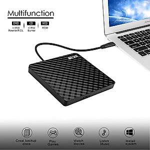 BEVA External CD Drive, USB 3.0 Portable CD DVD Reader DVD Drive External CD DVD Player Burner RW Writer, Copier for Laptop, Desktop, Mac, Support Windows 7/8/ 10/ XP/Mac OS