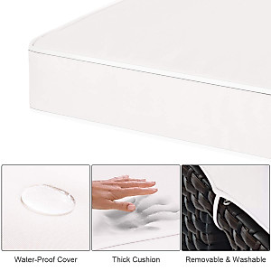 BETTARY 2PCS Patio Outdoor Ottomans, Rattan Wicker Ottoman Seat w/Removable Cushions, Rattan Footstool Footrest Seat Set, Patio Wicker Furniture Small Chair for Home,Patio, Garden, Backyard (Cream)