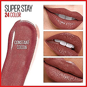 Maybelline Super Stay 24, 2-Step Liquid Lipstick Makeup, Long Lasting Highly Pigmented Color with Moisturizing Balm, Constant Cocoa, Brown, 1 Count