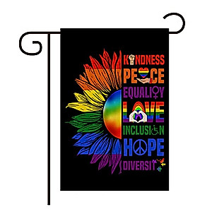 Sunflower Pride Flag Kindness Peace Equality Love Inclusion Hope Diversity Garden Flag 12x18 Vertical Double Sided Be Kind Yard Sign LGBT Community Outdoor Spring Summer Fall Winter Decorations