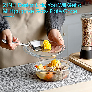 Mini-0.5 Liter Glass Casserole Dish With Glass Lid, Round Oven Safe Glass Bakeware with Handles, Microwave Oven Safe Glass Bowl with Lid