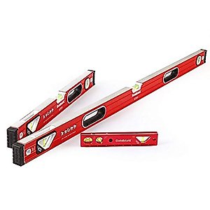 Goldblatt 3-Piece Torpedo Level Set - 9", 24", 48" Spirit Level Included, Aluminum Alloy Construction
